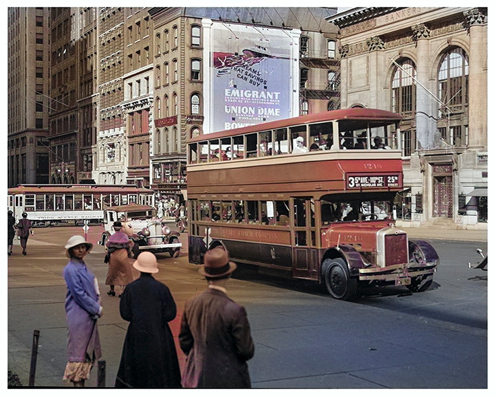 5th Avenue & 42nd Street New York City Double Decker Bus - 1920s — Old ...