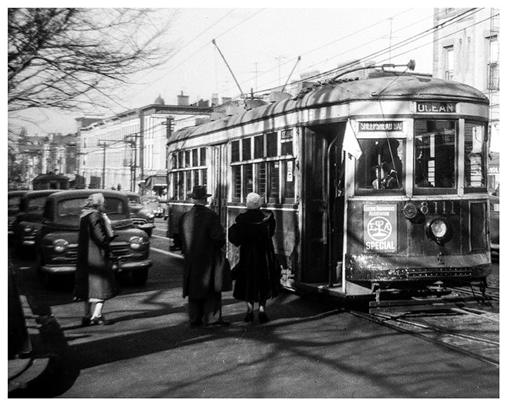 Ocean Avenue Trolley, Sheepshead Bay Brooklyn - 1940s — Old NYC Photos