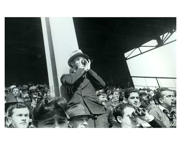 Baseball fan yelling in the stands — Old NYC Photos