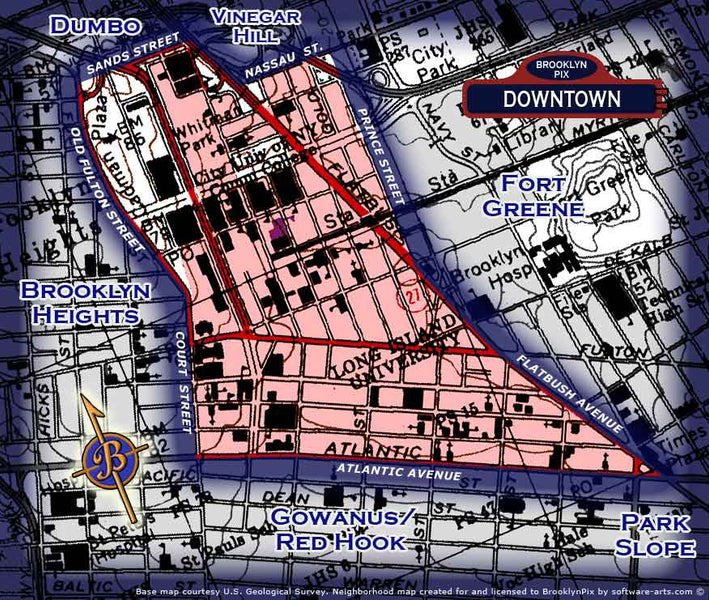 Downtown Brooklyn neighborhood borders map — Old NYC Photos