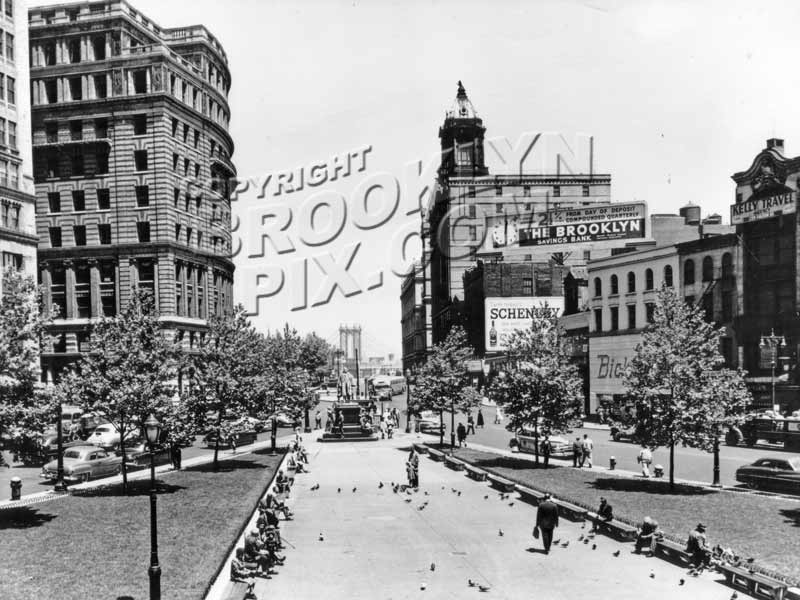 Looking north from the steps of Borough Hall showing Eagle Building to ...