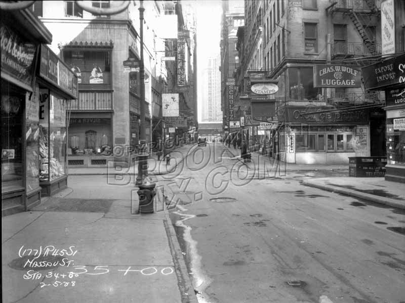 Nassau Street, north to Ann Street, 1928 — Old NYC Photos