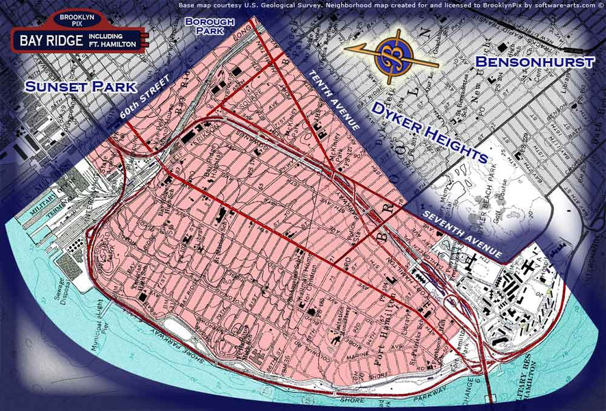 Neighborhood borders map for Bay Ridge — Old NYC Photos