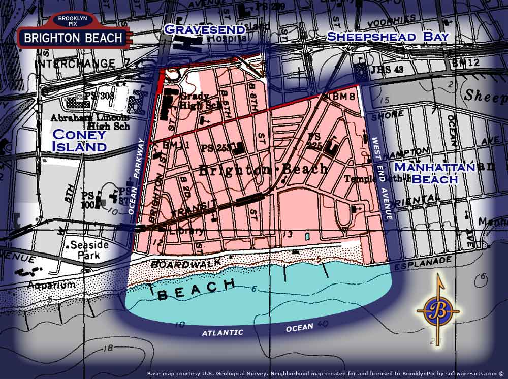 Neighborhood borders map for Brighton Beach — Old NYC Photos