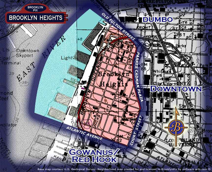 Neighborhood borders map for Brooklyn Heights — Old NYC Photos