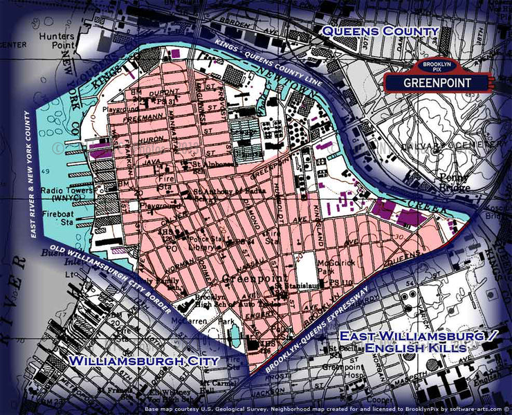 Neighborhood borders map for Greenpoint — Old NYC Photos