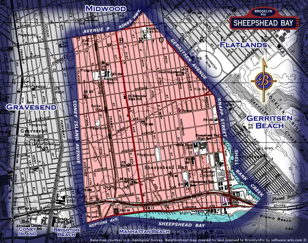 Neighborhood borders map for Sheepshead Bay — Old NYC Photos