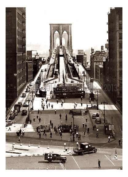 New Brooklyn Bridge Approach from City Hall Park 1945 — Old NYC Photos